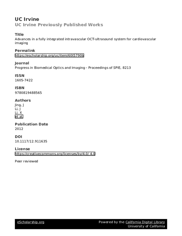 (PDF) Advances in a fully integrated intravascular OCT-ultrasound ...