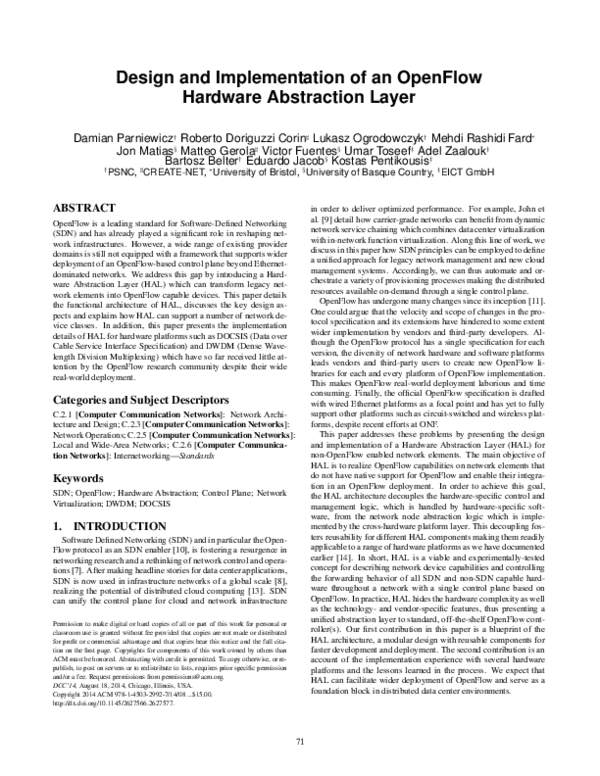 (PDF) Design and implementation of an OpenFlow hardware abstraction layer