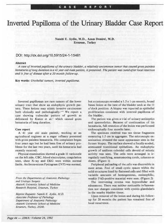 (PDF) Inverted Papilloma of the Urinary Bladder Case Report | Azam ...