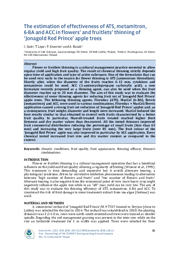 (PDF) The estimation of effectiveness of ATS, metamitron, 6-BA and ACC ...