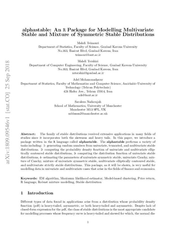(PDF) alphastable: An R Package for Modelling Multivariate Stable and ...
