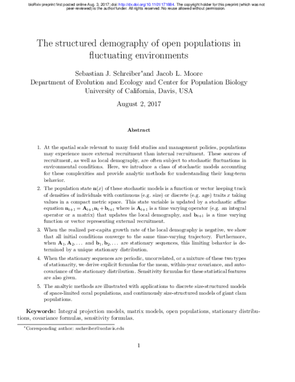 (PDF) The structured demography of open populations in fluctuating ...