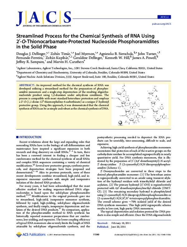 (PDF) Streamlined Process for the Chemical Synthesis of RNA Using 2′- O ...