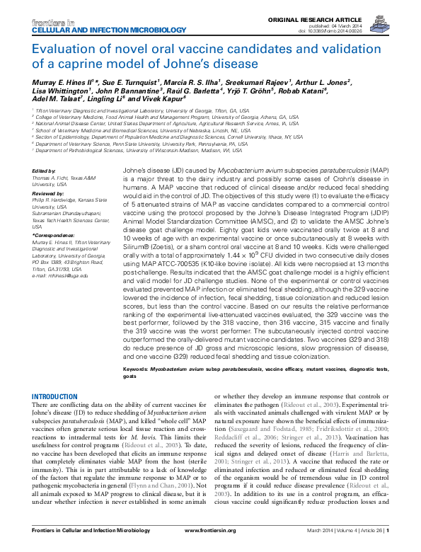 (PDF) Evaluation of novel oral vaccine candidates and validation of a ...