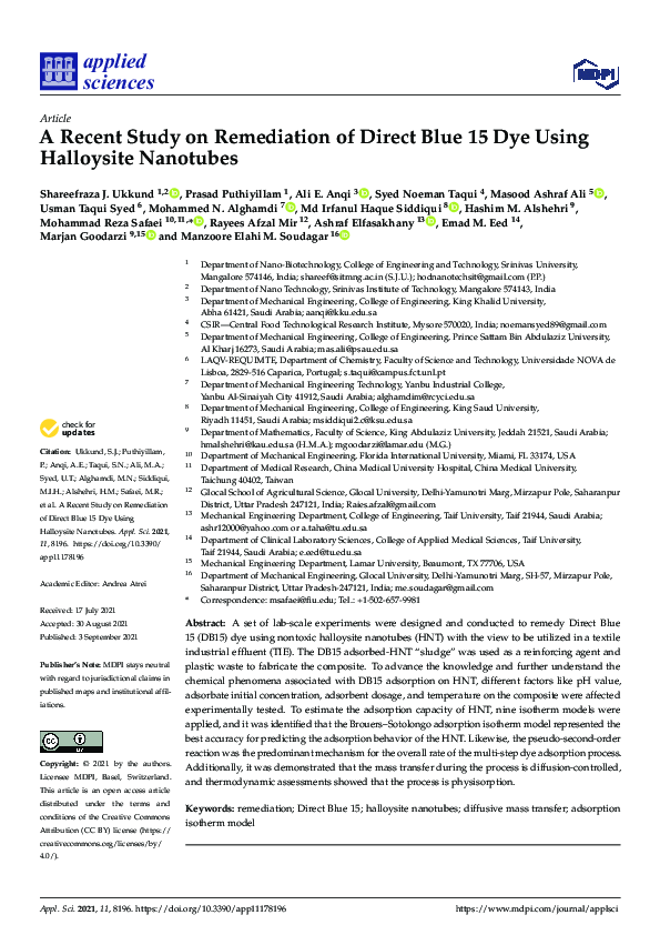 (PDF) A Recent Study on Remediation of Direct Blue 15 Dye Using ...