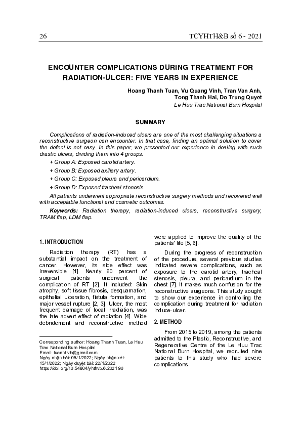 (PDF) Encounter complications during treatment for radiation-ulcer ...