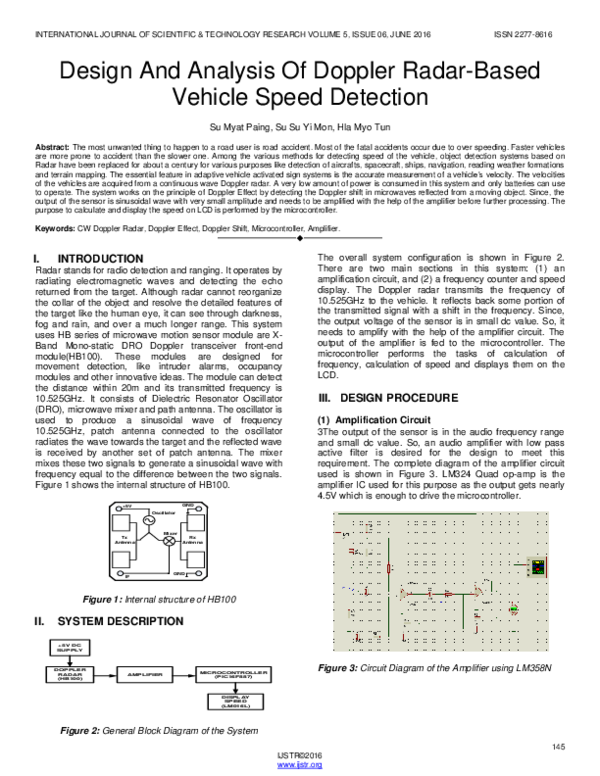 (PDF) Design And Analysis Of Doppler Radar-Based Vehicle Speed Detection