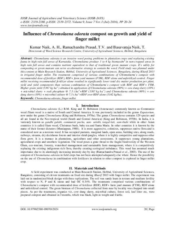 (PDF) Influence of Chromolaena odorata compost on growth and yield of finger millet