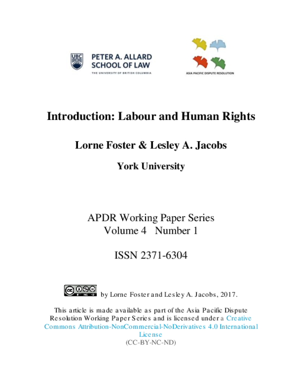 (PDF) Introduction : Labour and Human Rights