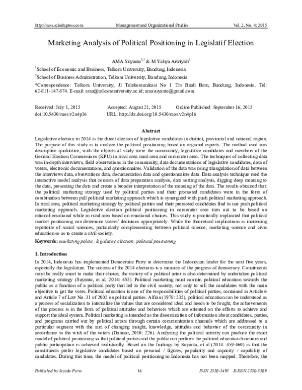 (PDF) Marketing Analysis of Political Positioning in Legislatif Election