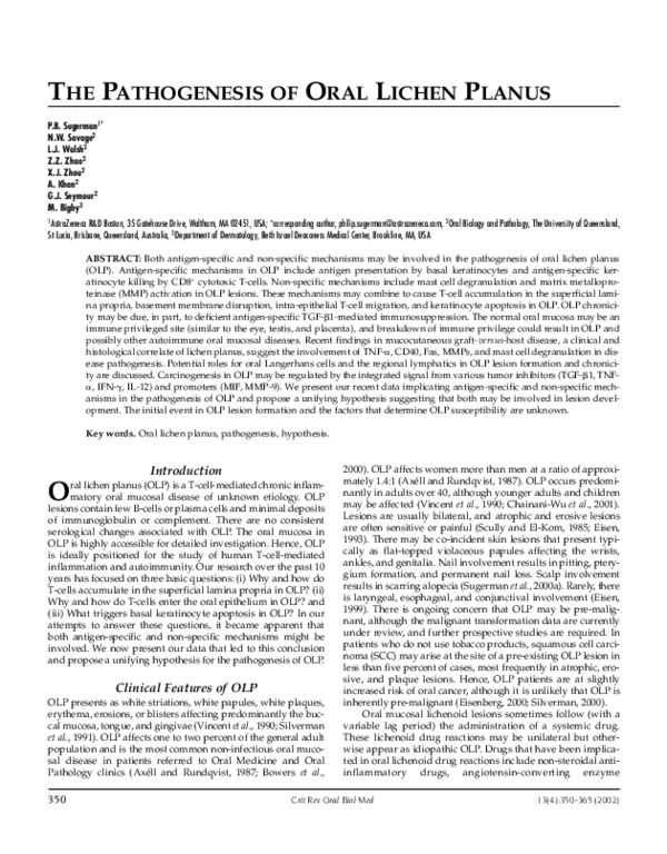 (PDF) The Pathogenesis of Oral Lichen Planus | Laurence Walsh - Academia.edu
