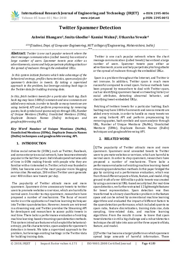(PDF) Twitter Spammer Detection