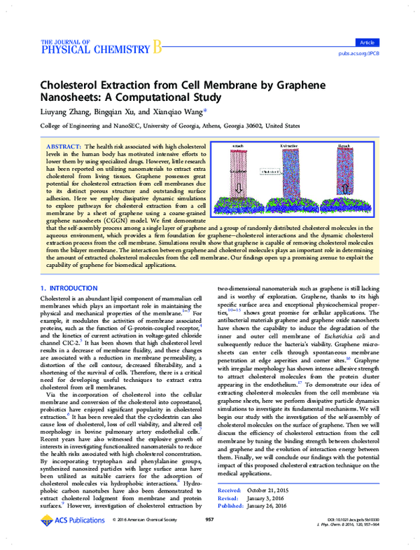 (PDF) Cholesterol Extraction from Cell Membrane by Graphene Nanosheets ...