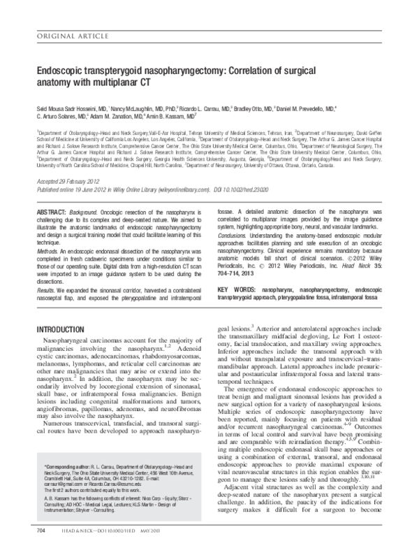 (PDF) Endoscopic transpterygoid nasopharyngectomy: Correlation of ...