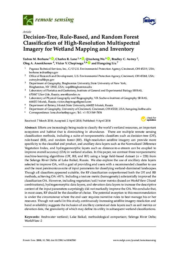 Pdf Decision Tree Rule Based And Random Forest Classification Of High Resolution