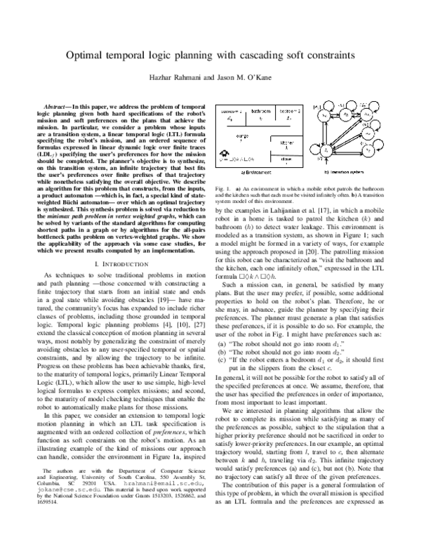 Pdf Optimal Temporal Logic Planning With Cascading Soft Constraints