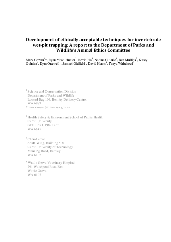(PDF) Development of ethically acceptable techniques for invertebrate ...