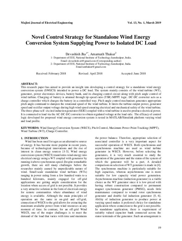 (PDF) A Novel Control Strategy for Standalone Wind Energy Conversion ...