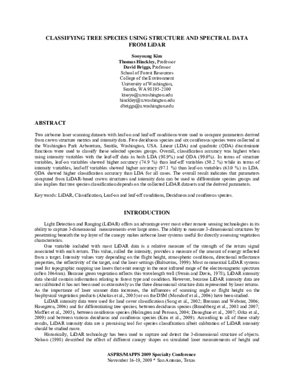 Pdf Tree Species Classification Using Plant Functional Traits From