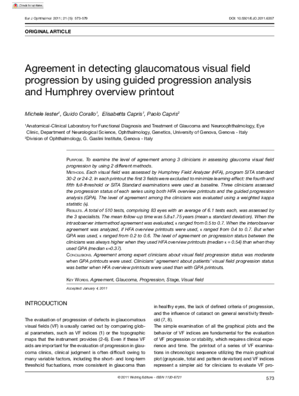 (PDF) Agreement in detecting glaucomatous visual field progression by using guided progression ...