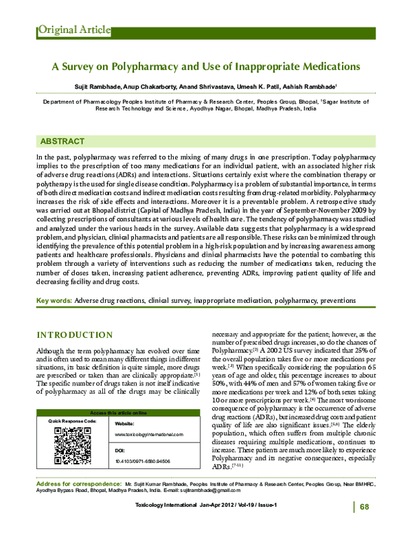 (PDF) A survey on polypharmacy and use of inappropriate medications