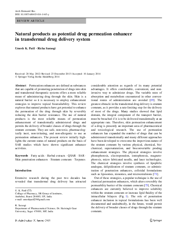 (PDF) Natural products as potential drug permeation enhancer in ...