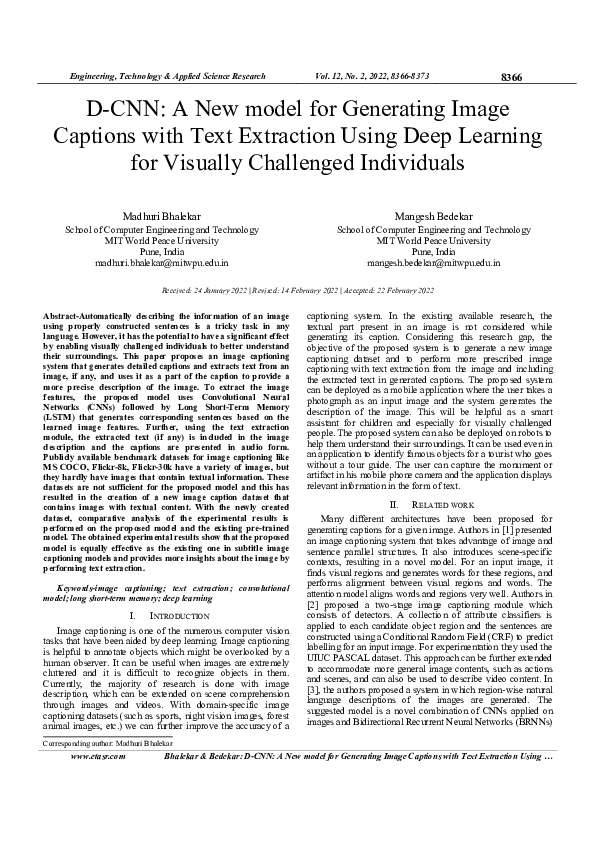 (PDF) D-CNN: A New model for Generating Image Captions with Text ...