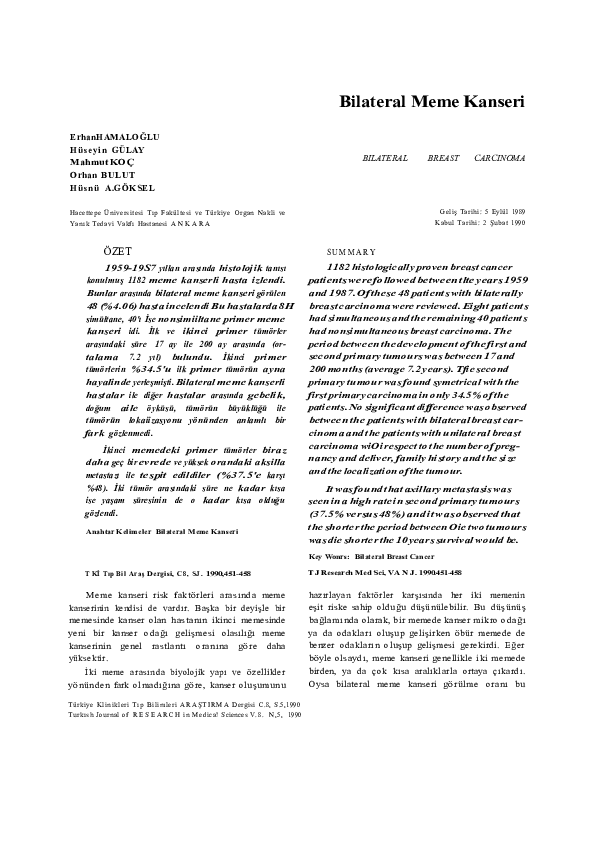 (PDF) Bilateral Meme Kanseri