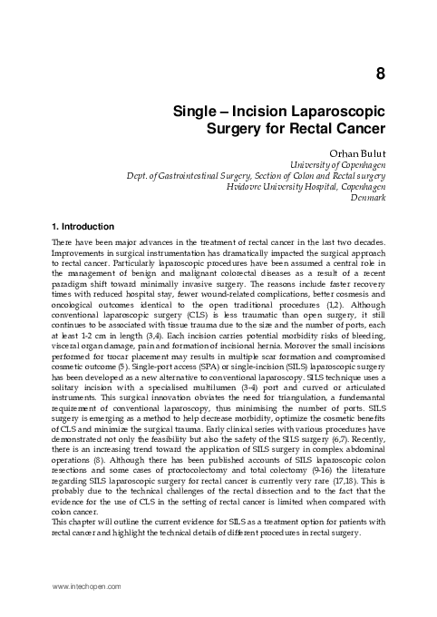 (PDF) Single – Incision Laparoscopic Surgery for Rectal Cancer