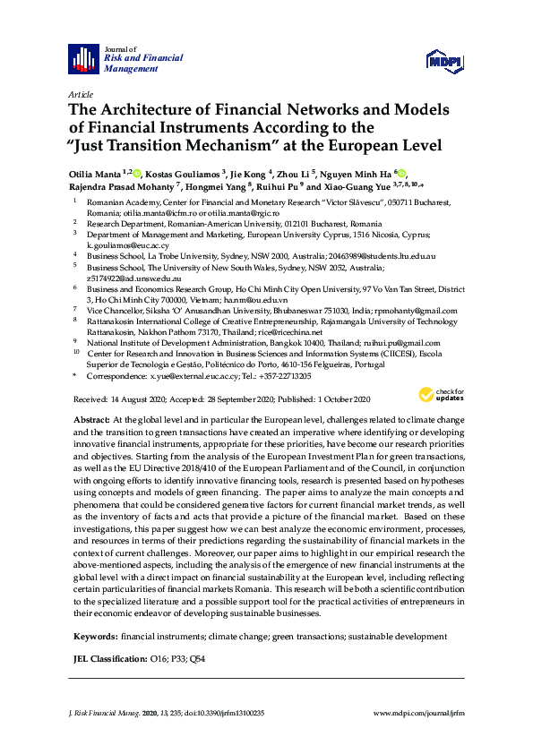 (PDF) The Architecture of Financial Networks and Models of Financial ...