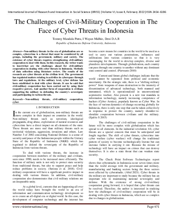 (PDF) The Challenges of Civil-Military Cooperation in The Face of Cyber ...