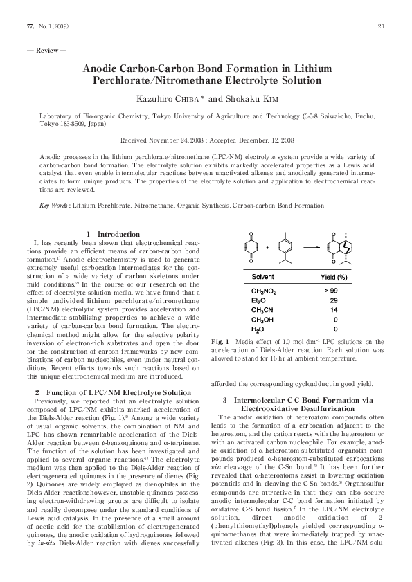 (PDF) Anodic Carbon-Carbon Bond Formation in Lithium Perchlorate ...