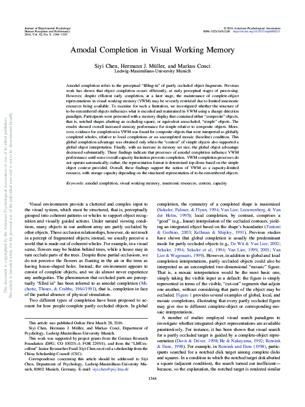 (PDF) Amodal Completion in Visual Working Memory | Siyi Chen - Academia.edu (PDF) Amodal Completion in Visual Working Memory | Siyi Chen - Academia.edu