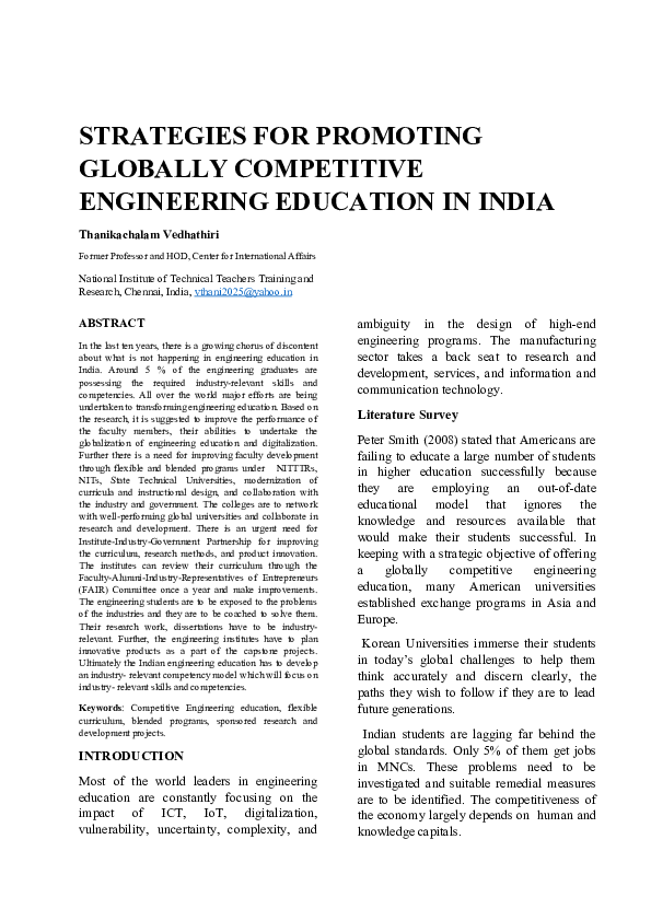 (DOC) Strategies for Promoting Globally Competitive Engineering ...
