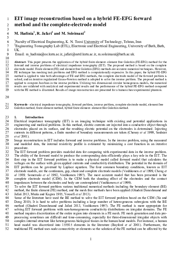 (PDF) EIT image reconstruction based on a hybrid FE-EFG forward method and the complete ...