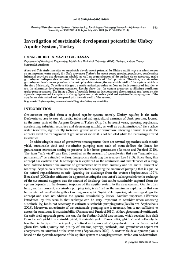 (PDF) Investigation of sustainable development potential for Ulubey ...