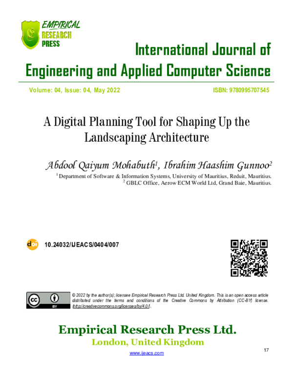 (PDF) A Digital Planning Tool for Shaping Up the Landscaping Architecture