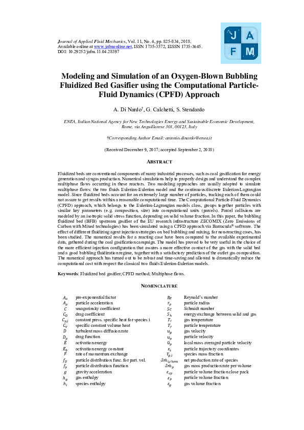 Pdf Modeling And Simulation Of An Oxygen Blown Bubbling Fluidized Bed