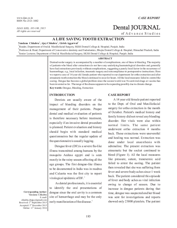 (PDF) A Life Saving Tooth Extraction Case Report | dr.ajay chhabra ...