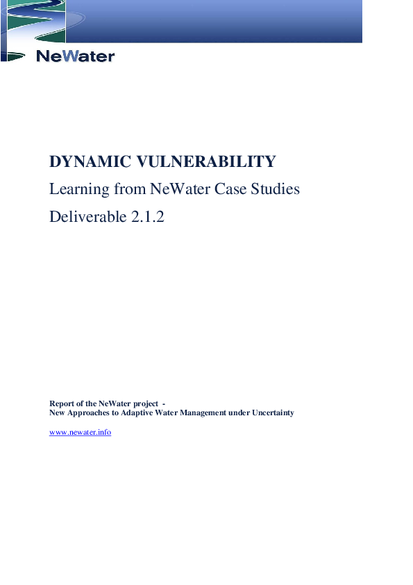 (PDF) DYNAMIC VULNERABILITY Learning from NeWater Case Studies ...