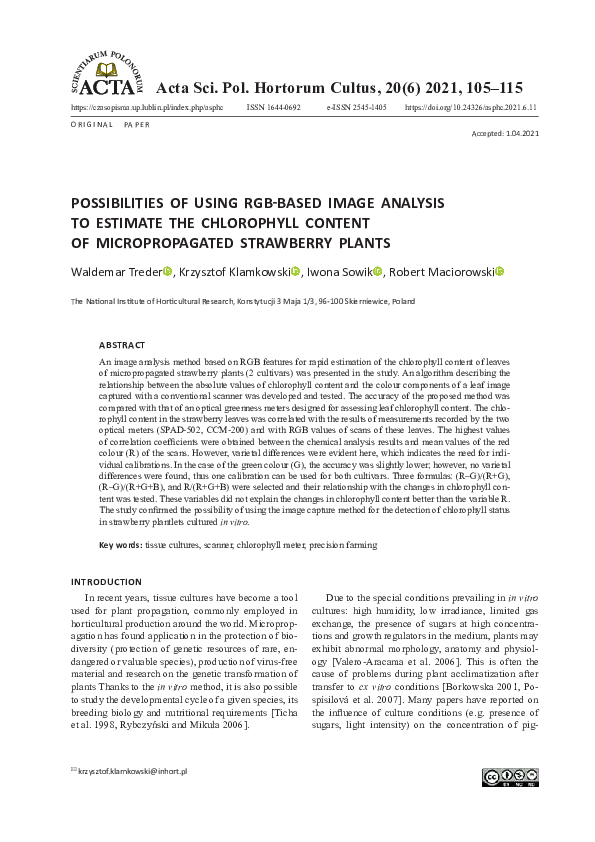 (PDF) Possibilities of using RGB-based image analysis to estimate the ...