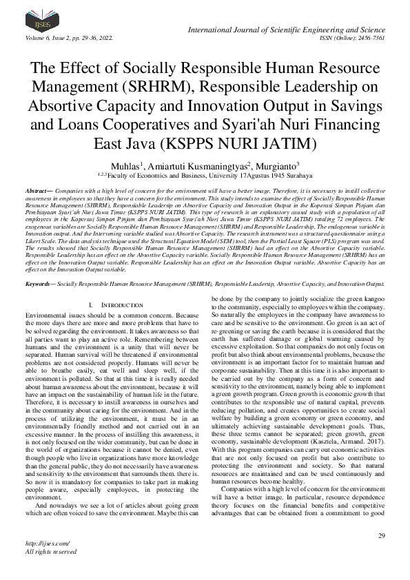 (PDF) The Effect of Socially Responsible Human Resource Management (SRHRM), Responsible ...