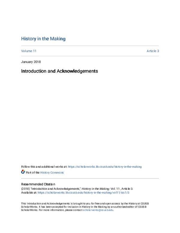 (PDF) Introduction and Acknowledgements
