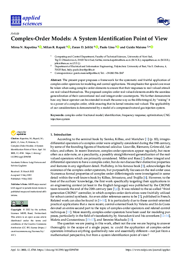(PDF) Complex-Order Models: A System Identification Point of View ...