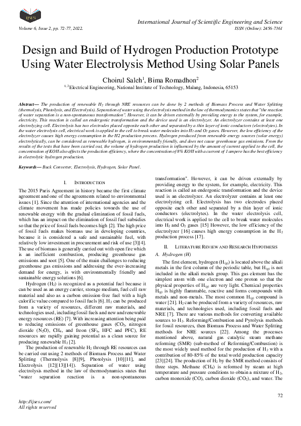 (PDF) Design and Build of Hydrogen Production Prototype Using Water ...