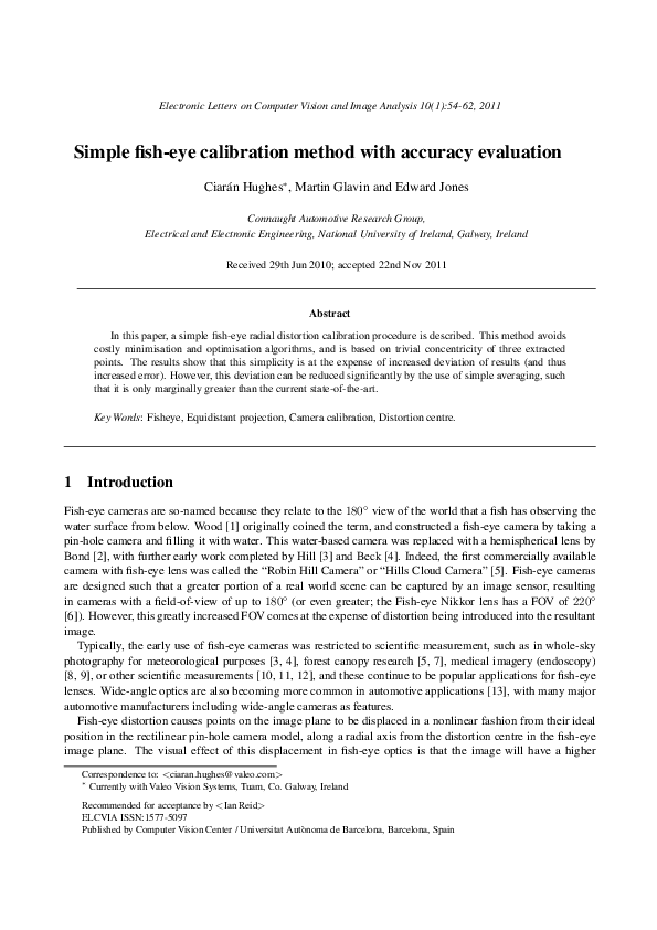 (PDF) Simple fish-eye calibration method with accuracy evaluation