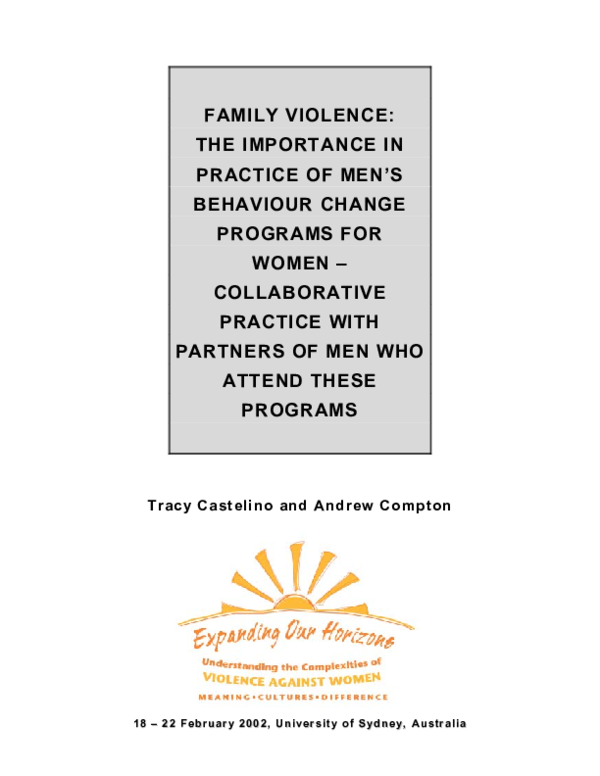 (PDF) Family Violence: The Importance in Practice of Men's Behaviour ...