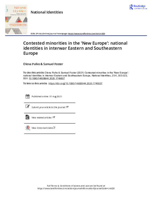(PDF) Contested minorities in the ‘New Europe’: national identities in ...