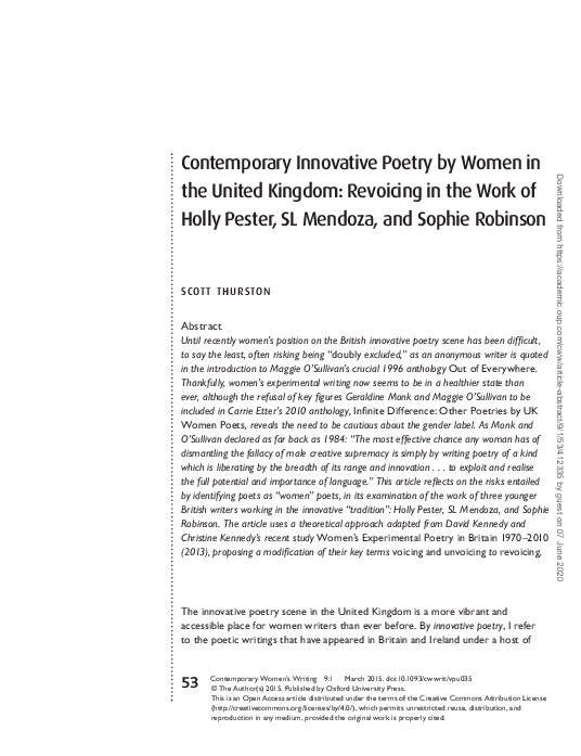 (PDF) Contemporary Innovative Poetry by Women in the United Kingdom ...