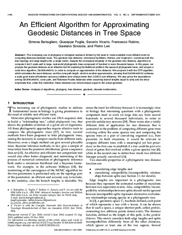 Pdf An Efficient Algorithm For Approximating Geodesic Distances In Tree Space